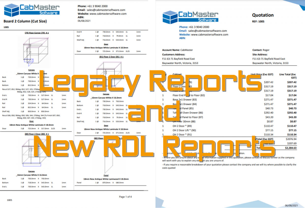 Legacy Reports and New RDL Reports - CabMaster Software Australia