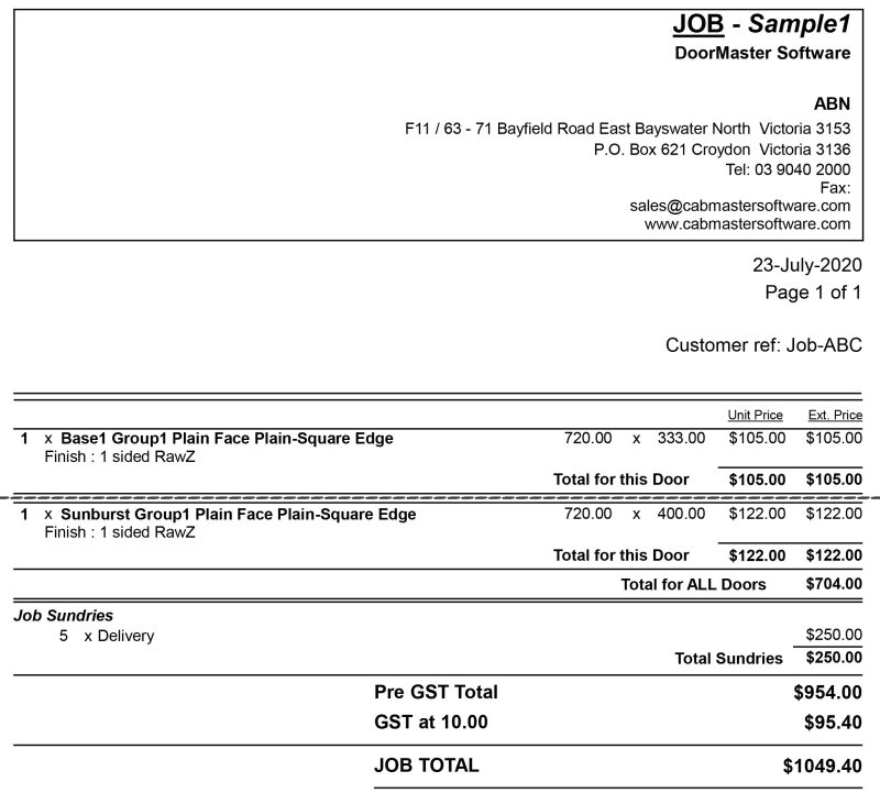 DoorMaster Software - CabMaster Software Australia